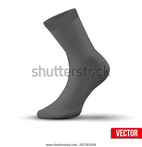 Realistic Layout Black Sock Template Simple Stock Vector (Royalty Free ...