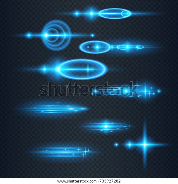 Realistic Lens Flare Elements Collection. Glitter effects, sun flash ...