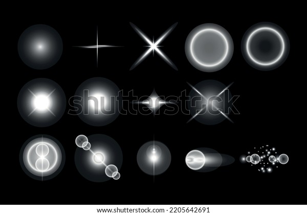 Realistic Lens Flares Star Lights Glow Stock Vector (Royalty Free ...