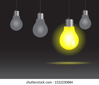 Realistic Light Bulbs Lamp Idea Concept Stock Vector (Royalty Free ...