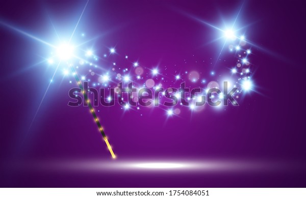 Realistic Magic Wand Bright Sparkles On Stock Vector (Royalty Free ...