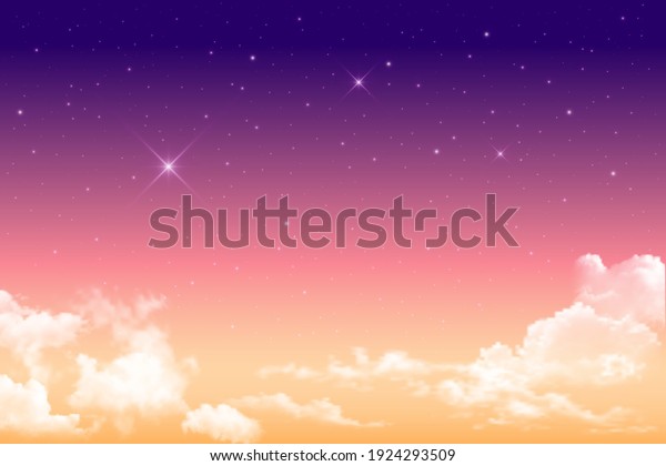 Realistic Magical Sky Sun Clouds Soft Stock Vector (Royalty Free ...