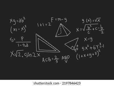 Realistic Math Chalkboard Background Illustration Stock Vector (Royalty ...