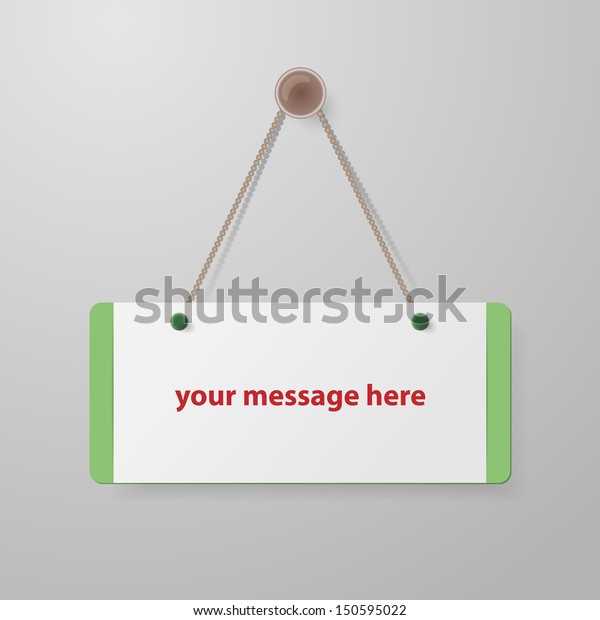 Realistic Message Board Hanging On Chain Stock Vector (Royalty Free ...