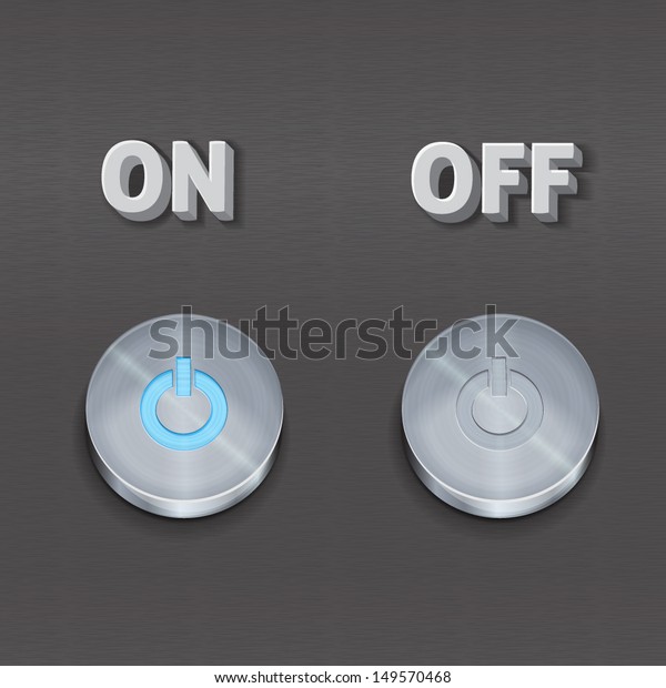 Realistic Metal On Off Switch Illumination Stock Vector (Royalty Free ...