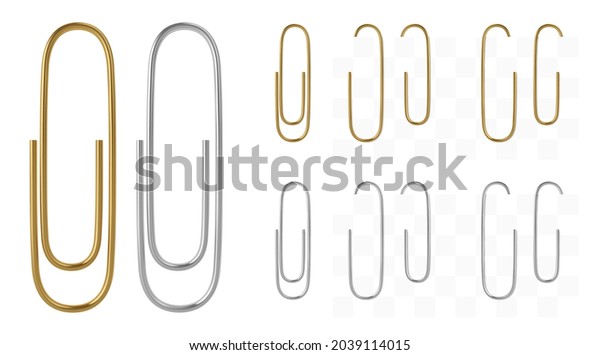Realistic Metal Vector Paper Clips Set Stock Vector (Royalty Free ...