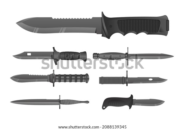 Realistic Military Knife Collection Vector File Stock Vector (Royalty ...