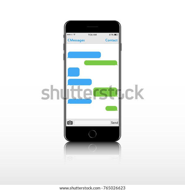 Realistic mobile phone with message text box screen chat bubble. Empty ... Realistic mobile phone with message text box screen chat bubble. Empty ...