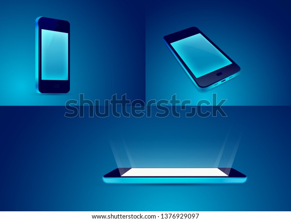Realistic Mobile Phone Objects Decoration Stock Vector (Royalty Free ...
