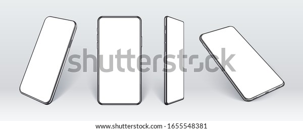 Realistic Mobile Phones Different Angles Isolated Stock Vector (Royalty ...