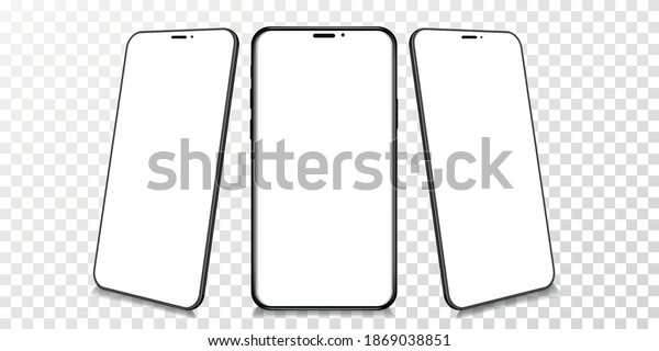 Realistic Mobile Phones Different Angles Isolated Stock Vector (Royalty ...
