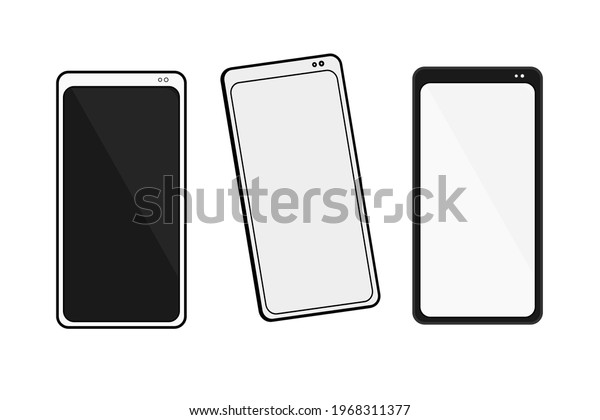 Realistic Mobile Smartphone Simulator Set White Stock Vector (Royalty ...