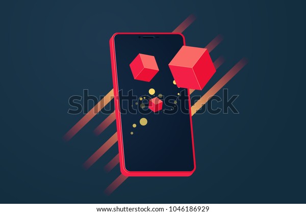 Realistic Modern Touch Smartphone Red Color Stock Vector (Royalty Free ...