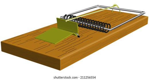 Realistic Mousetrap Closeup Isolated On White Stock Vector (Royalty ...