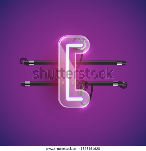 Realistic Neon Bracket Character Plastic Case Stock Vector (Royalty ...