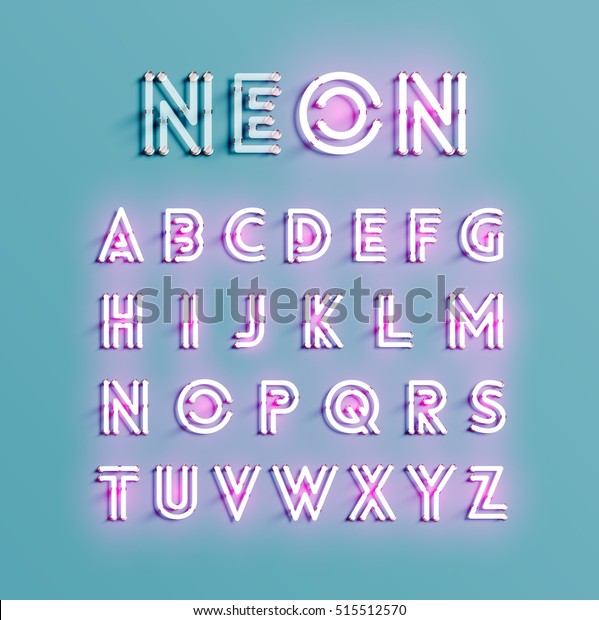 Realistic Neon Character Typeset Vector Stock Vector (Royalty Free ...