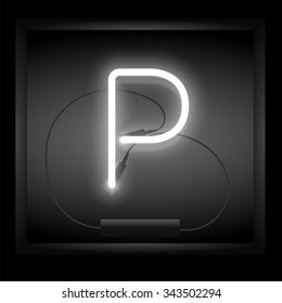 Realistic Neon Letter P Vector Illustration: เวกเตอร์สต็อก (ปลอดค่า ...