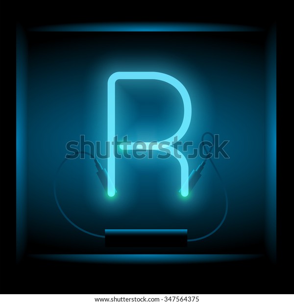 Realistic Neon Letter R Vector Illustration: стоковая векторная графика ...