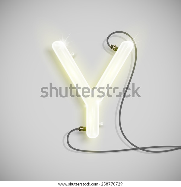 Realistic Neon Letter Wires Vector Stock Vector (Royalty Free) 258770729