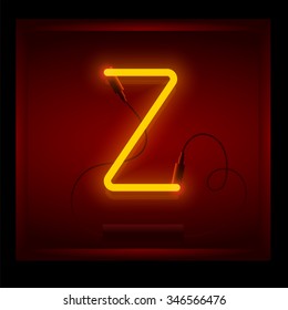 Realistic Neon Letter Z Vector Illustration: vector de stock (libre de ...
