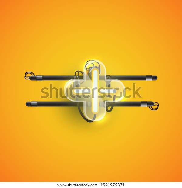 Realistic Neon Plus Sign Character Plastic Stock Vector (Royalty Free ...