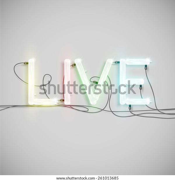 Realistic Neon Word Wires Vector庫存向量圖 (免版稅) 261013685
