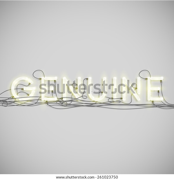Realistic neon word with wires, vector