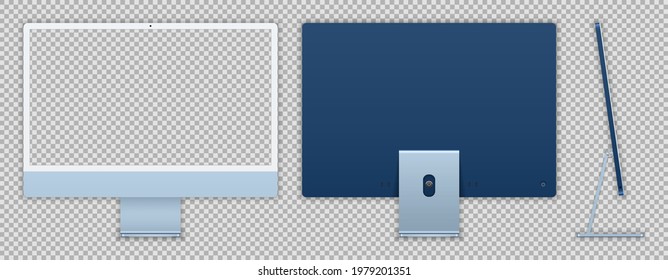 Realistic New Desktop Computer Transparent Screen Stock Vector (Royalty ...