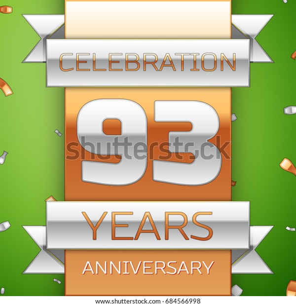 Realistic Ninety Three Years Anniversary Celebration Stock Vector ...