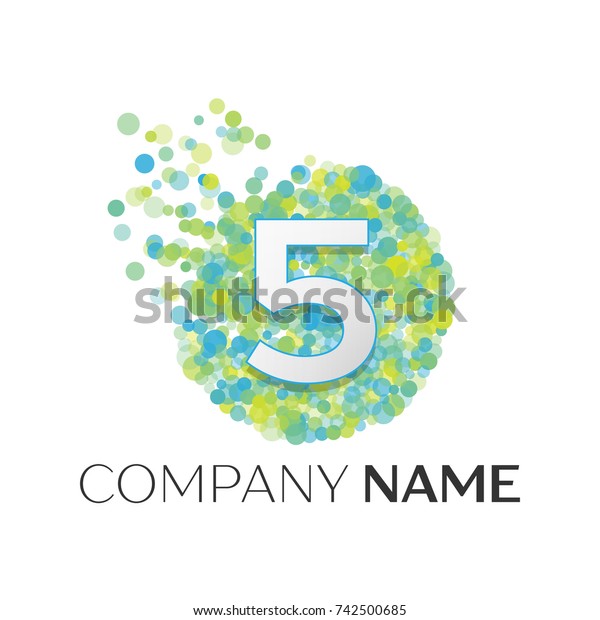 Realistic Number Five Logo Blue Green Stock Vector (Royalty Free ...