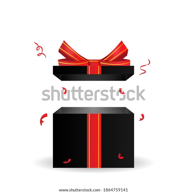Realistic Open Black Gift Box Design Stock Vector (Royalty Free ...