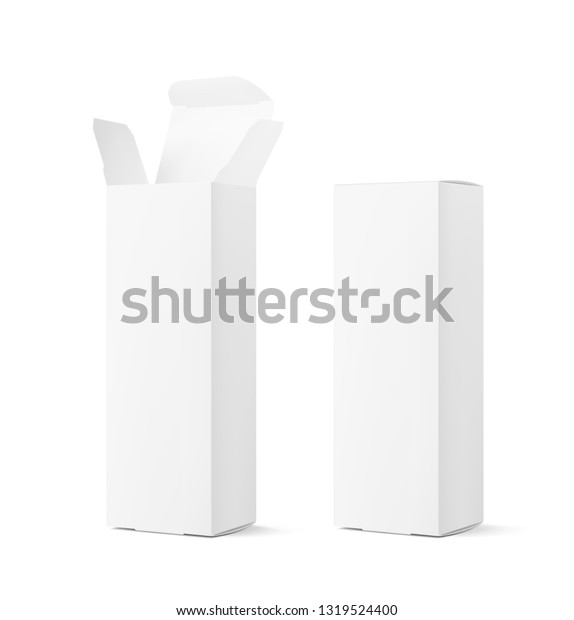 Realistic Open Closed Cardboard Box Mockup Stock Vector (Royalty Free ...