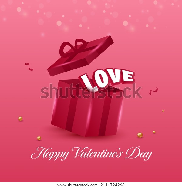 Realistic Open Gift Box Sticker Love Stock Vector (Royalty Free ...