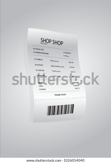 Realistic Paper Shop Receipt Barcode Vector Stock Vector (Royalty Free ...