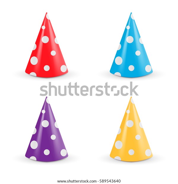 Realistic Party Hat Set Collection 3d Stock Vector (Royalty Free) 589543640