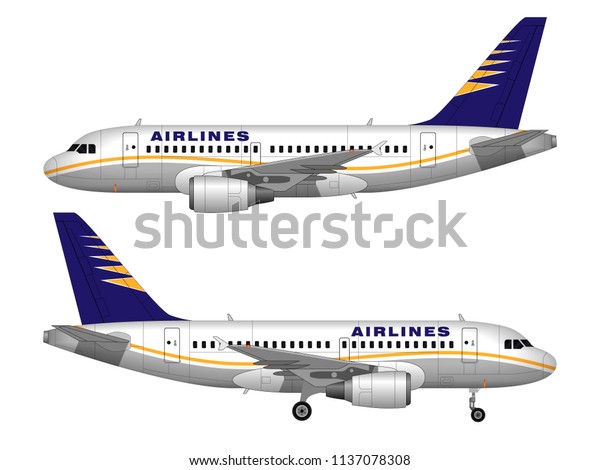 Realistic Passenger Airplane Side View Stock Vector (Royalty Free ...