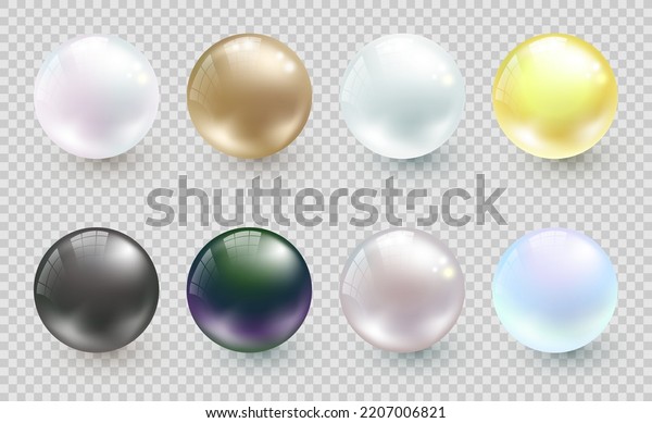 Realistic Pearl Set Isolated On Transparent Stock Vector (Royalty Free ...