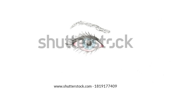 Realistic Pencil Drawing Eye Transparent Background Stock Vector ...