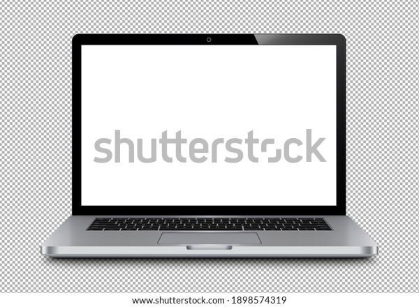 Realistic perspective front laptop with keyboard isolated incline 90 ...