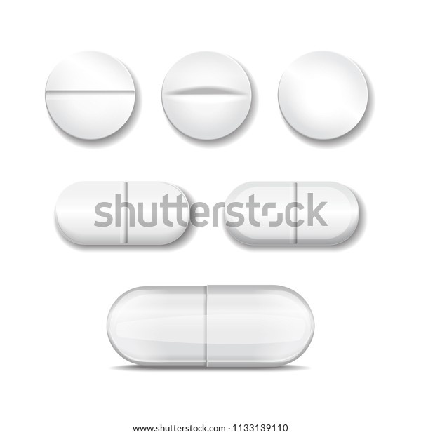 Realistic Pills Any Shapes Forms Vector Stock Vector (Royalty Free ...