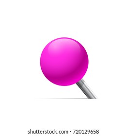 Realistic Pink Pin Vector Illustration Icon Stock Vector (Royalty Free ...