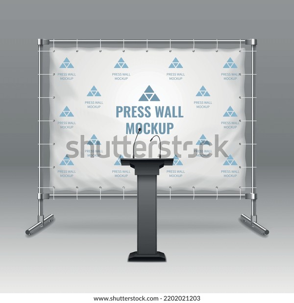 Realistic Press Wall Mockup Behind Speech Stock Vector (Royalty Free ...