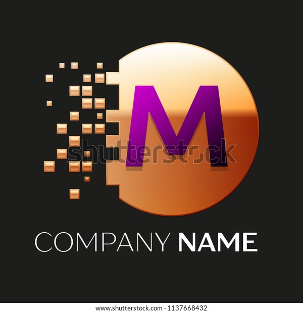 Realistic Purple Letter M Logo Symbol Stock Vector (Royalty Free ...