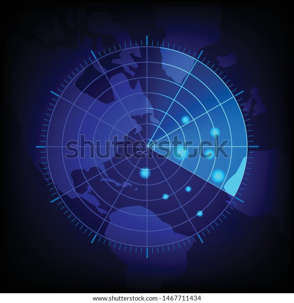 Realistic Radar Scan Display On Map Stock Vector (Royalty Free ...