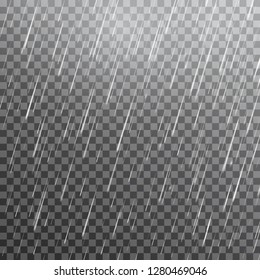 Realistic Rain On Transparent Background Rainfall Stock Vector (Royalty ...