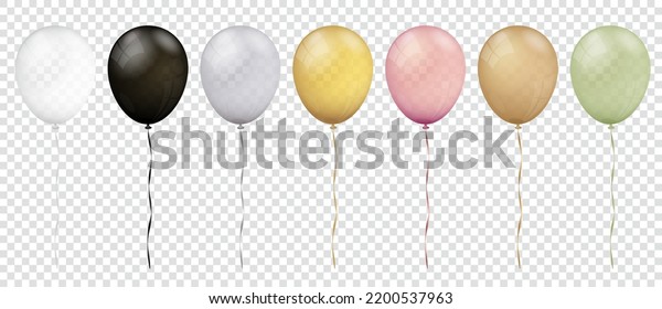 Realistic Rainbow Balloons On Transparent Background Stock Vector ...