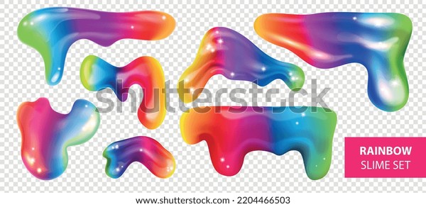 Realistic Rainbow Glitter Slime Set Isolated Stock Vector (Royalty Free ...