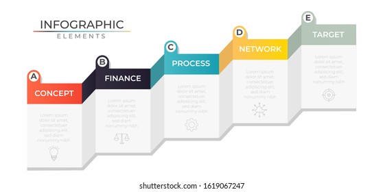 Realistic Rectangle Infographic Design Template Icons Stock Vector ...