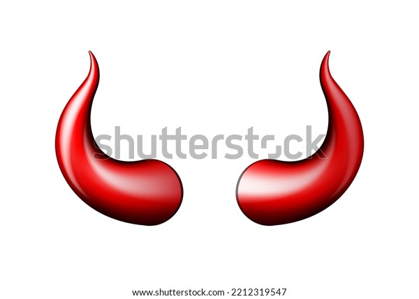 Realistic Red Black Halloween Devil Horns Stock Vector (Royalty Free ...