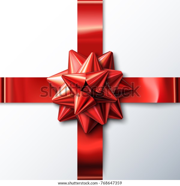 Realistic Red Bow Crossing Ribbons Transparent Stock Vector (Royalty ...